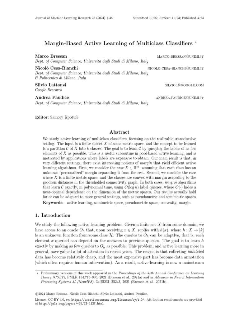 Active Learning for Multiclass Classifiers | PDF | Convex Set | Support Vector Machine