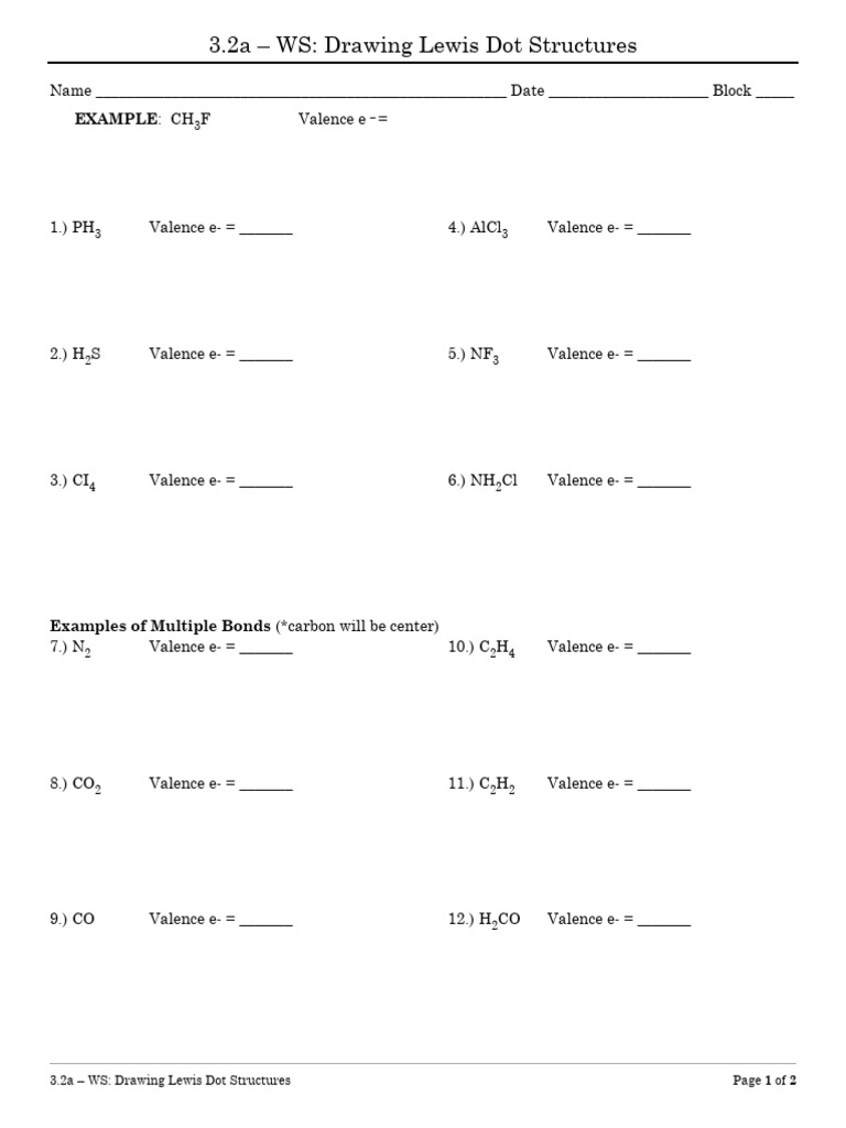 3.2a WS Lewis Dot Structures | PDF | Teaching Methods & Materials