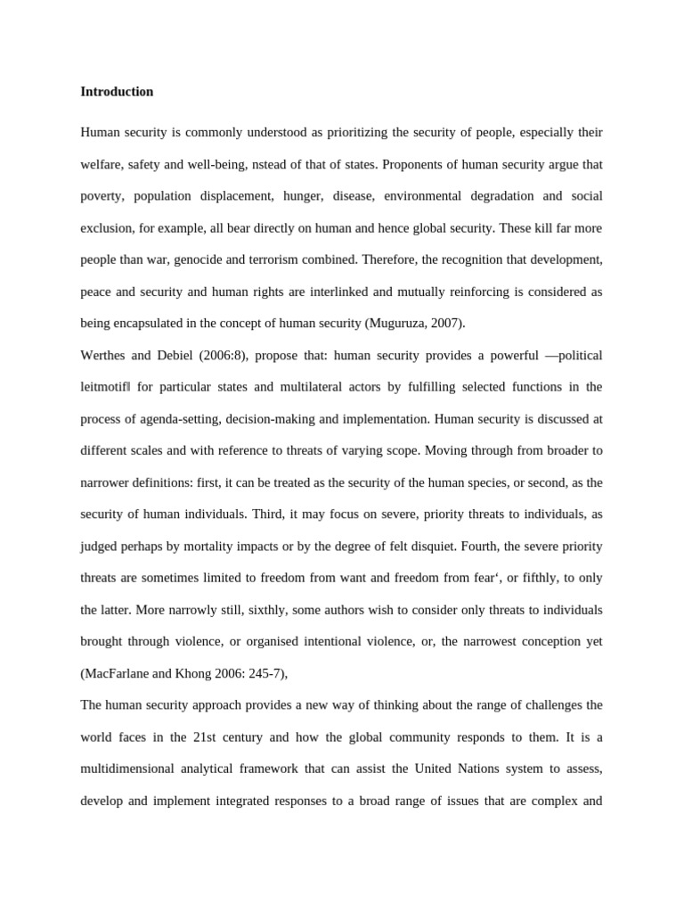 Human Security: A UN Perspective | PDF | Human Security | United Nations