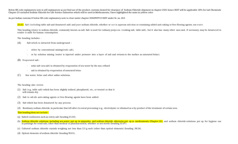 HSN 30049099 - 18% Taxes Applicablity | PDF | Salt | Sodium Chloride