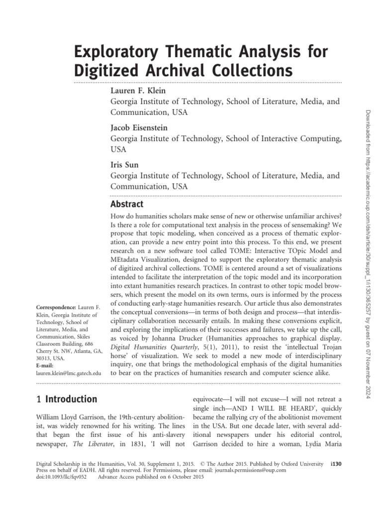 Exploratory Thematic Analysis For | PDF | Visualization (Graphics) | Humanities