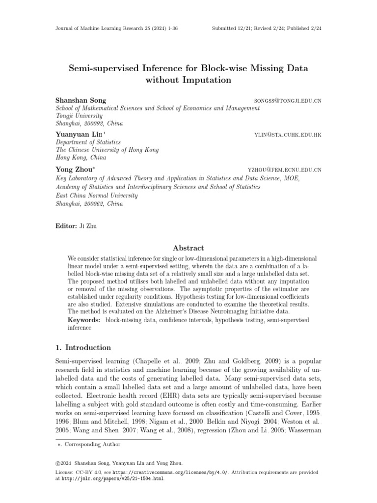 Semi-Supervised Inference For Block-Wise Missing Data Without Imputation | PDF | Statistics ...