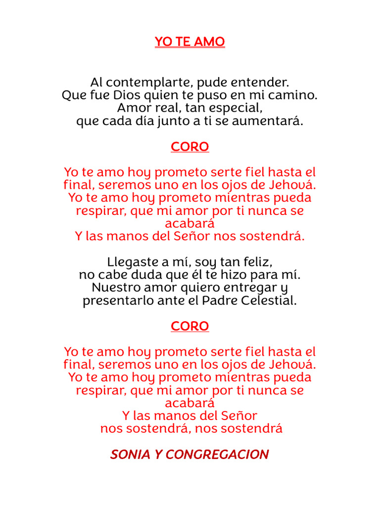 Yo Te Amo: Promesa de Fidelidad | PDF