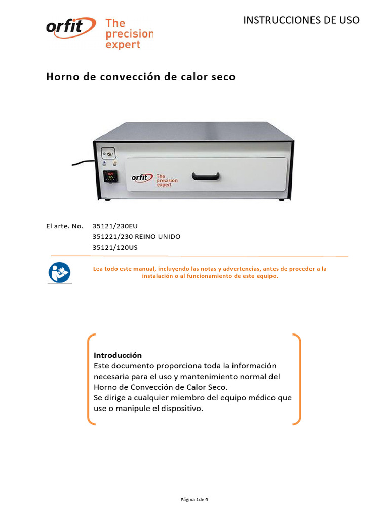 Orfit - Dry-Heat Convection Oven - Es | PDF | Cambiar | Humedad