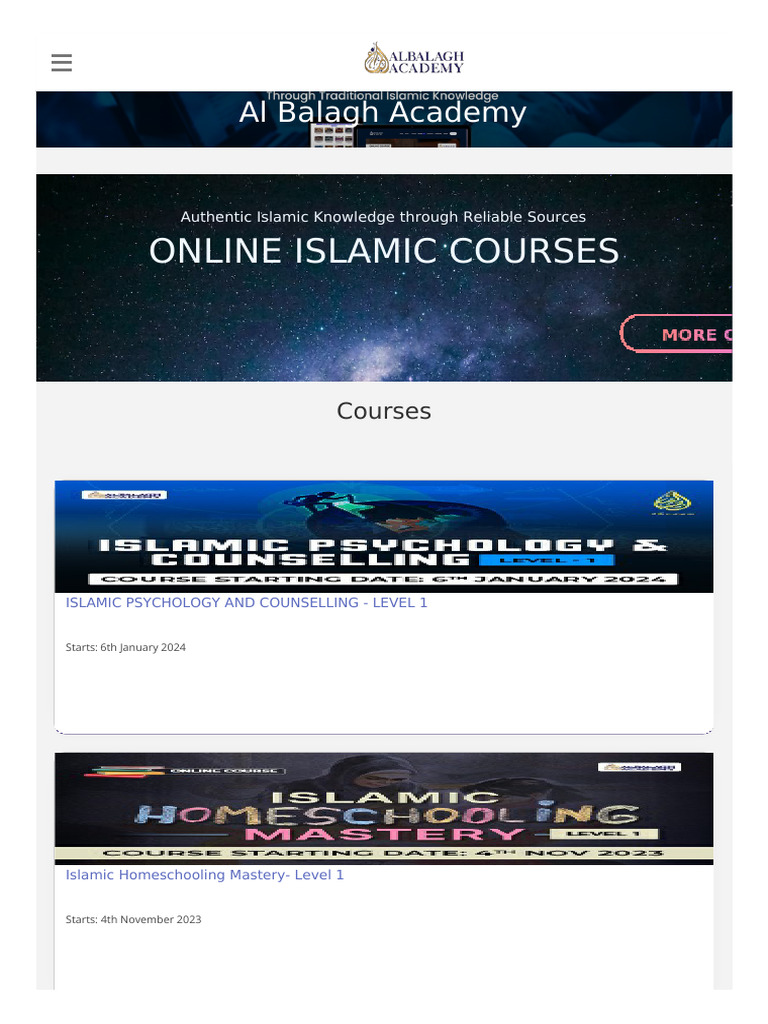 Online Islamic Courses: Al Balagh Academy | PDF