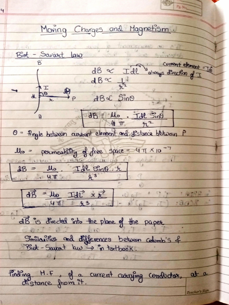 Moving Charges and Magnetism Class 12 | PDF