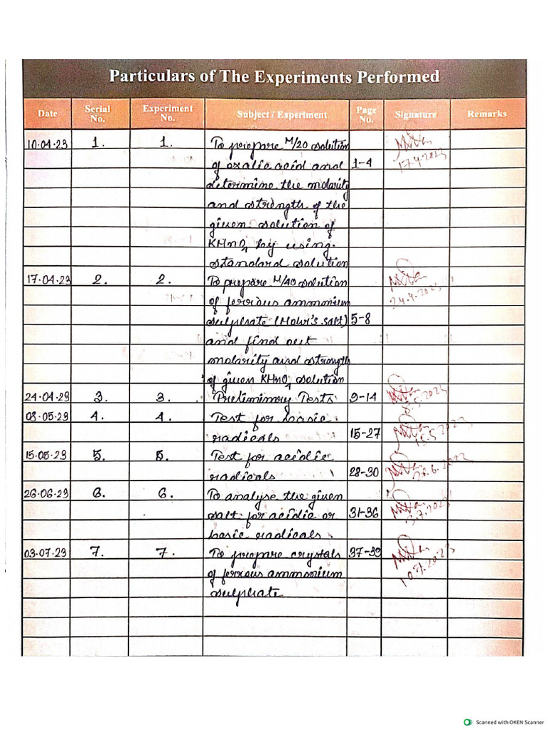 Chemistry Practical File 24 - 25 | PDF