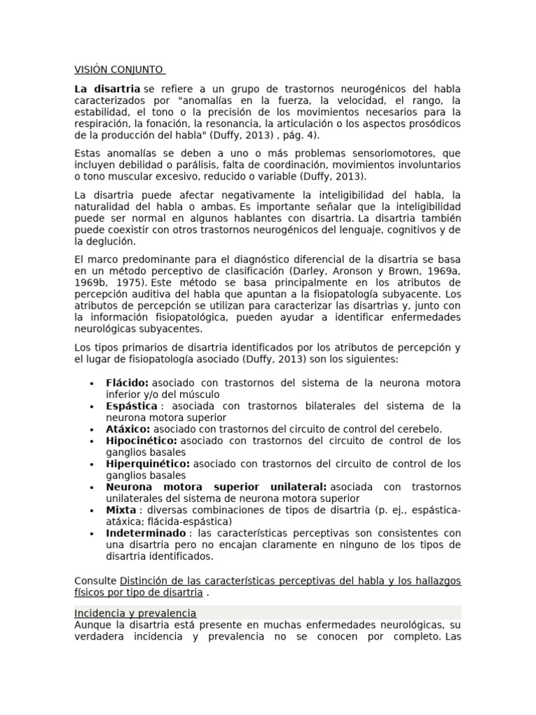 Disartria: Tipos, Causas y Síntomas | PDF | Afasia | Evaluación
