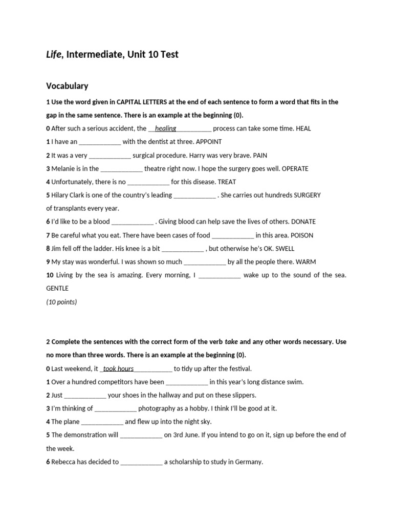 Life 2e - Intermediate - Unit 10 Test - Word | PDF | Mars | Space Suit