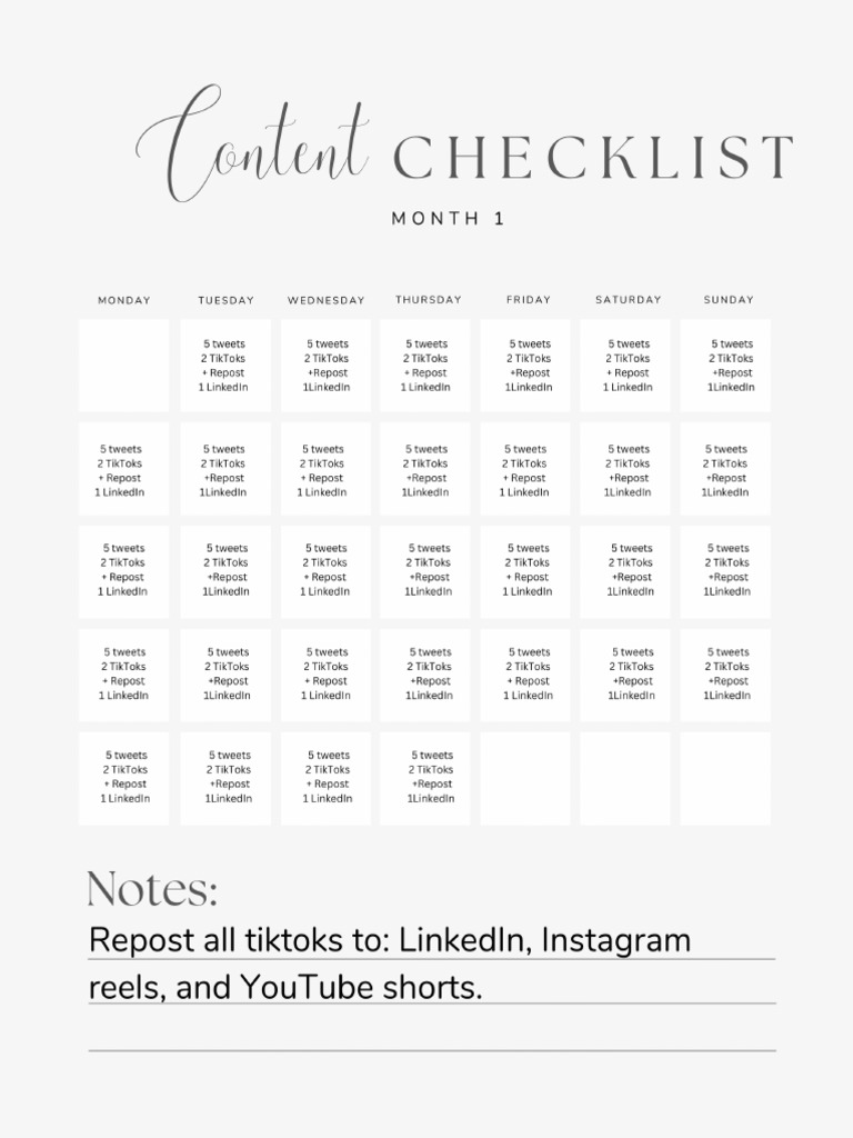 Monthly Content Checklist | PDF