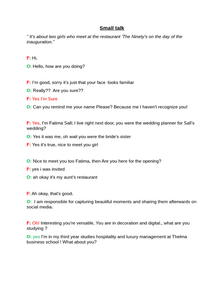 Small Talk | PDF | Language Arts & Discipline