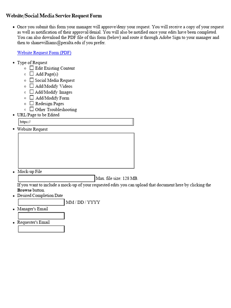 Website Social Media Request Form | PDF | Career & Growth