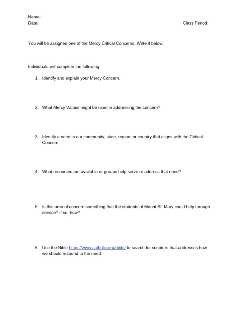 Mercy Values Work | PDF