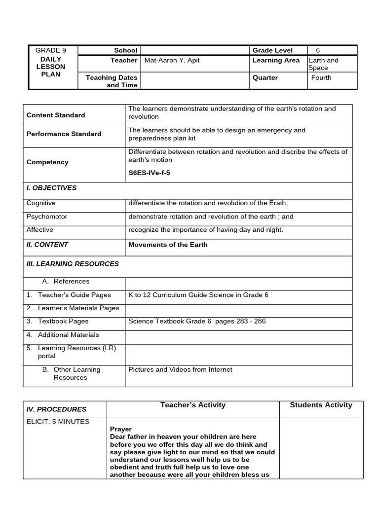 Do42s.2016.Lesson Plan - Format | PDF | Learning | Teachers