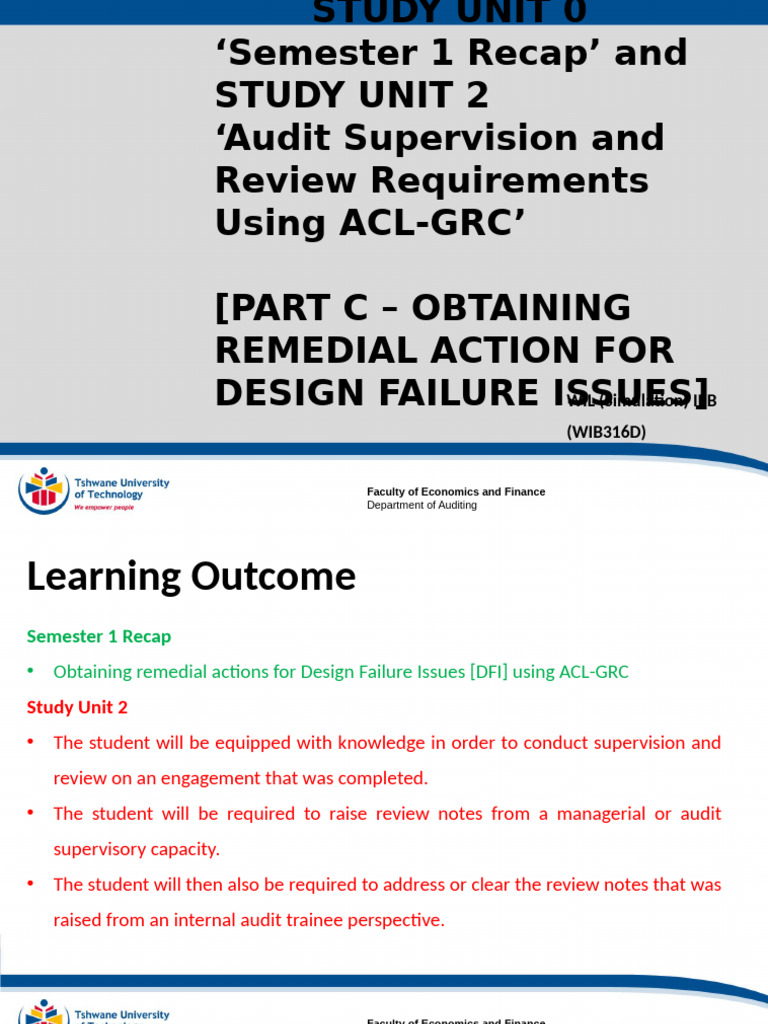 1.1. Study Unit 0 - Semester 1 Recap and Study Unit 2 - Part C (Rem ...