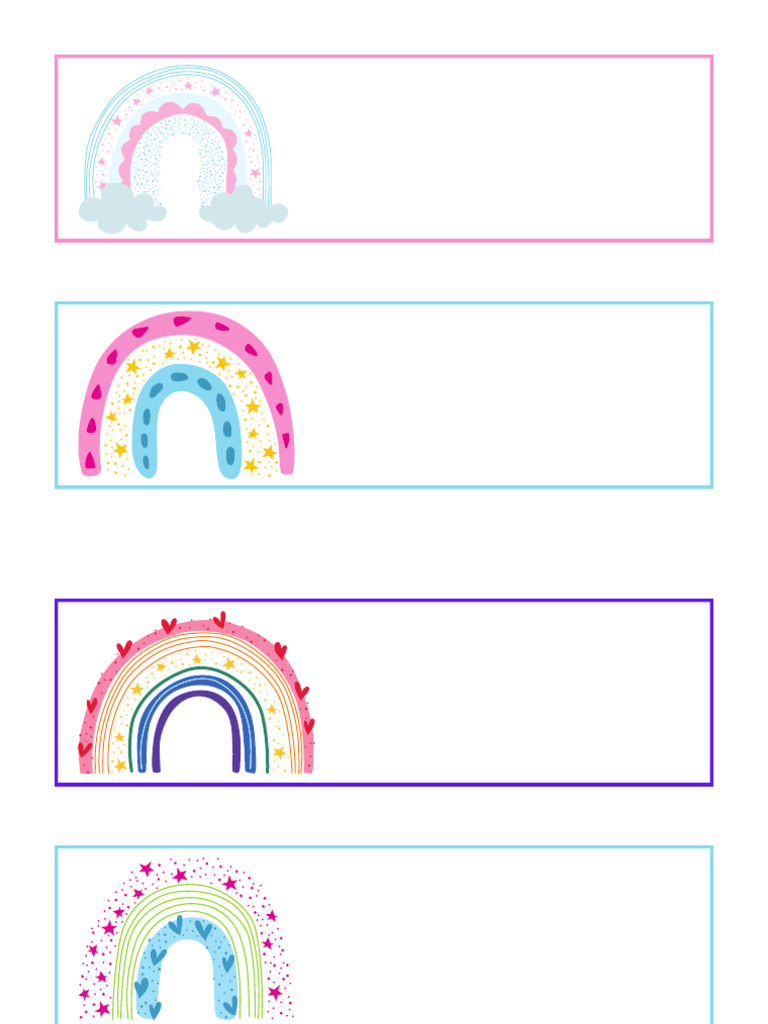 Bright Rainbow and Stars Rectangle Tub Name Labels - 20241114 - 130114 - 0000 | PDF