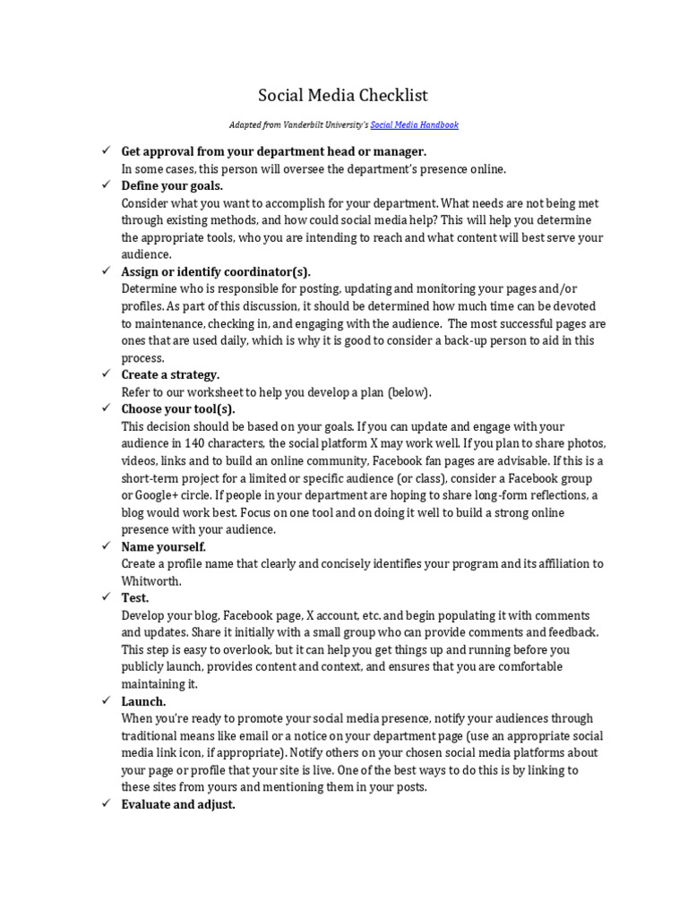 social-media-checklist | PDF | Social Media | Popular Culture & Media ...