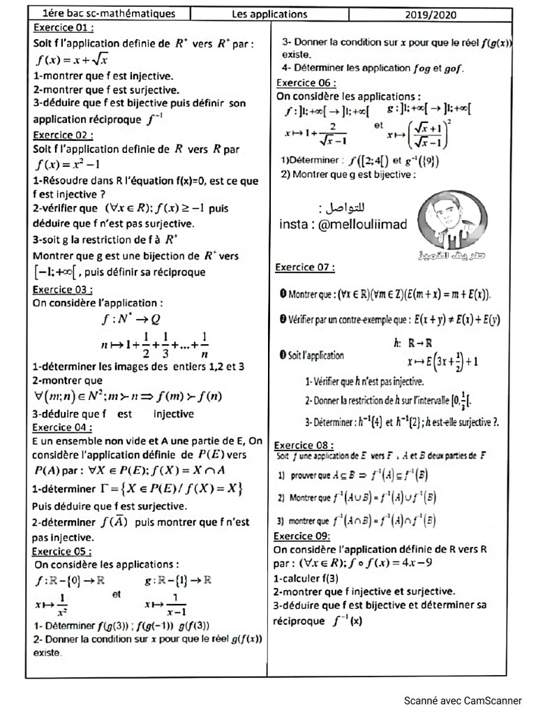 Série Applications 1bac SM | PDF