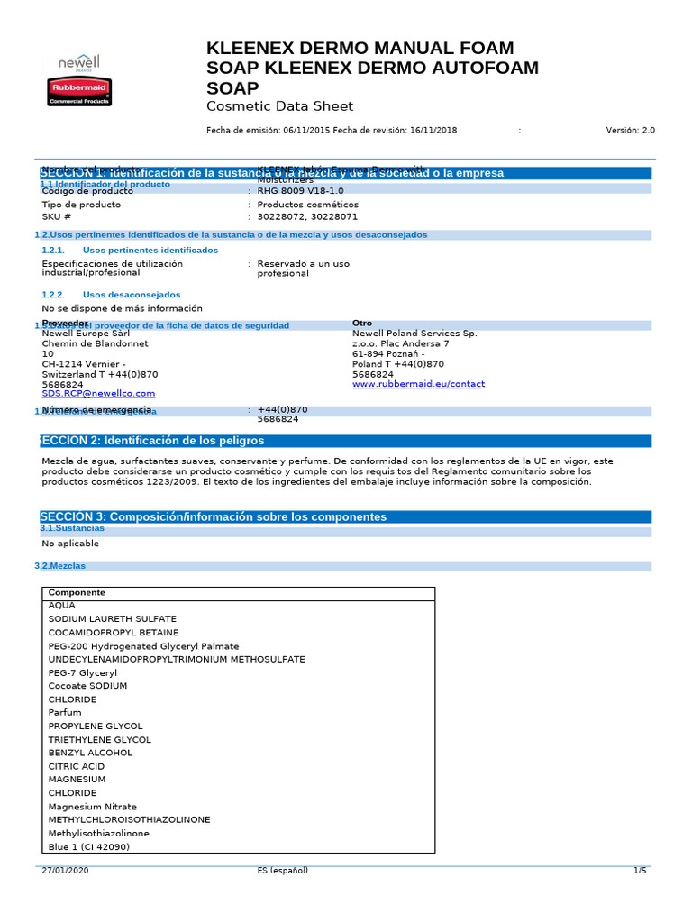 Fs Kleenex Jabon Dermo | PDF | Agua | Química