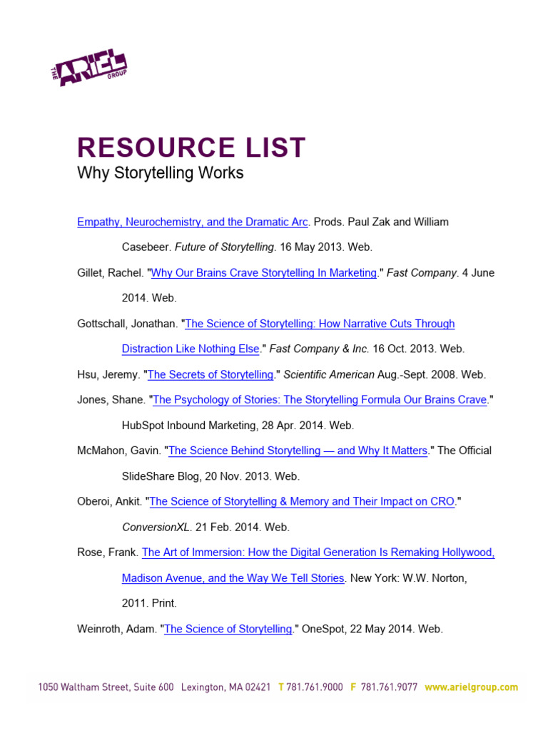 Ariel Group-Storytelling Resources | PDF