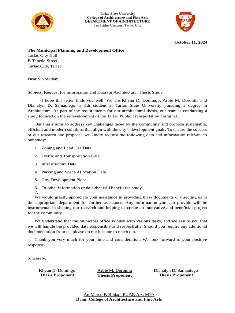 Letter For The Municipal | PDF