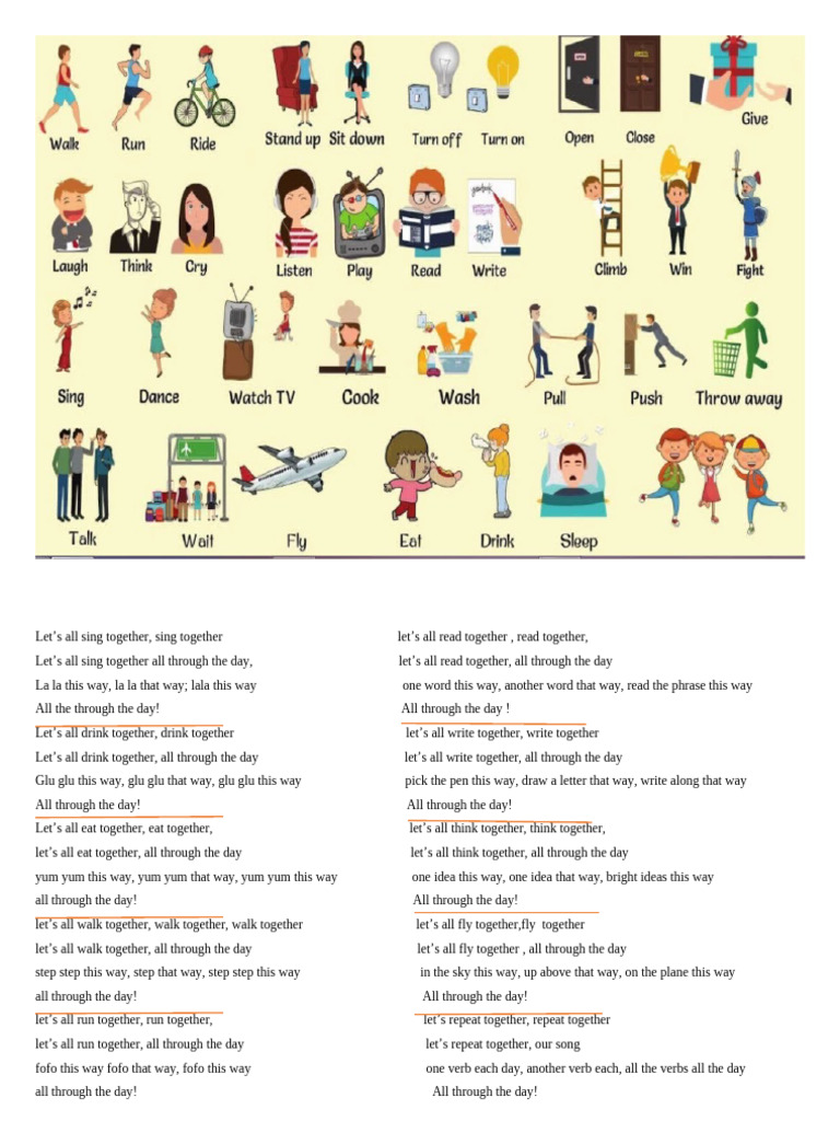 Action Verbs +song | PDF