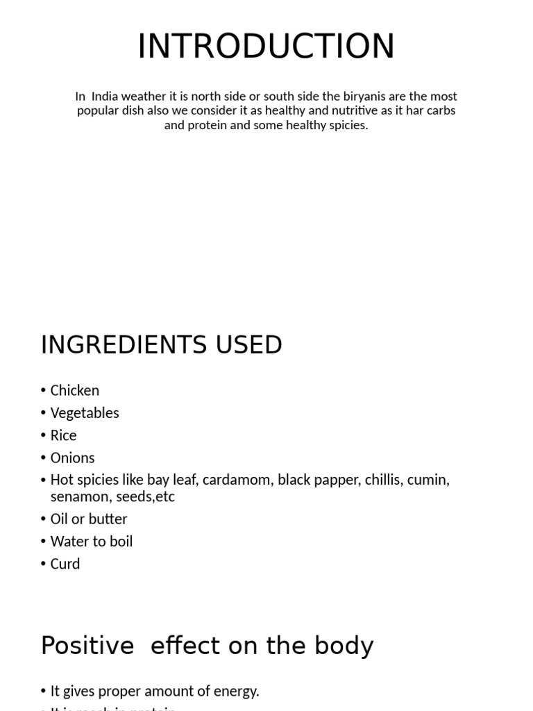 INTRODUCTION Popular Dish in India | PDF