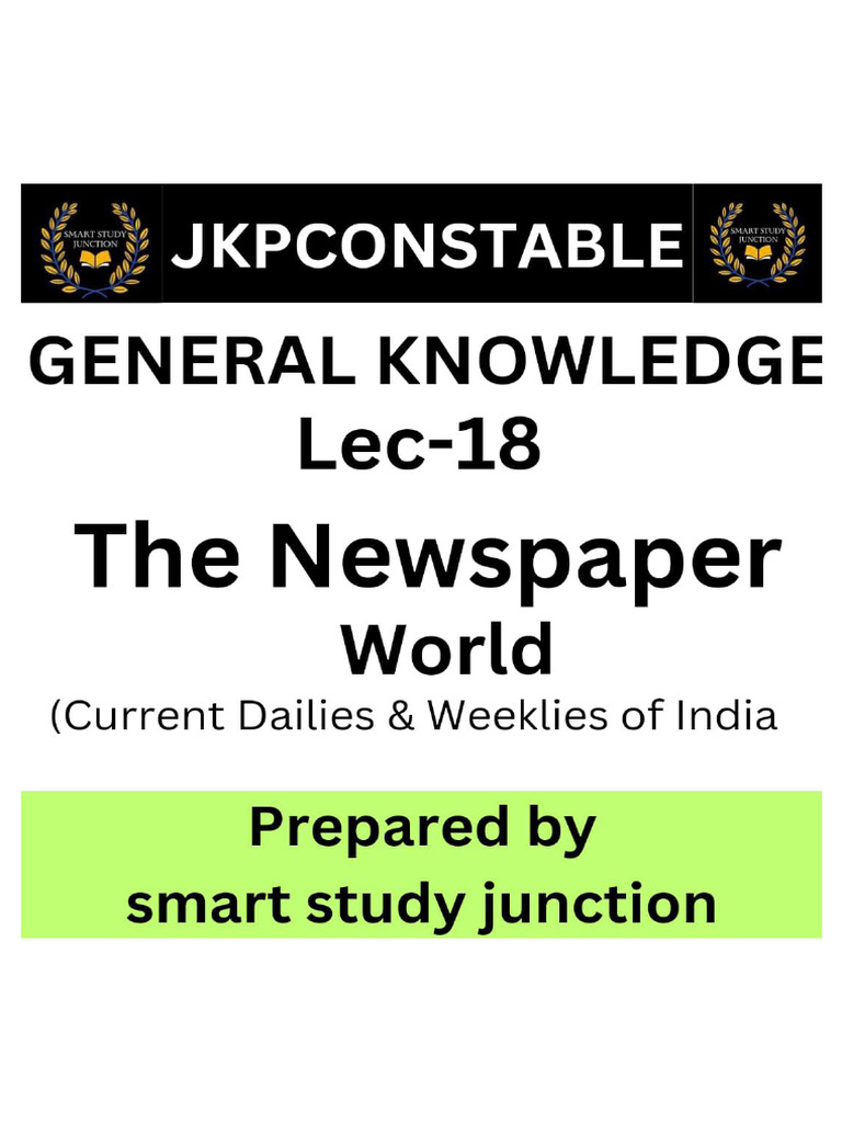 GK (Newspapers World) Lec-18 by SSJ | PDF