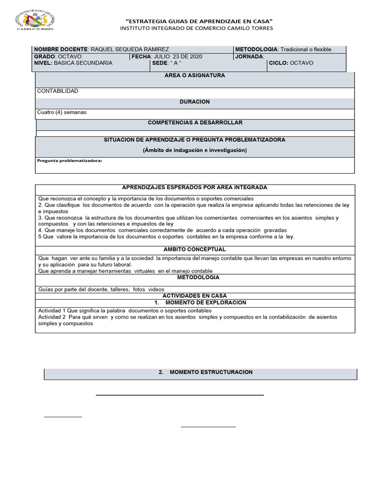 Contabilidad 8° RAQUEL | PDF | Cheque | Contabilidad