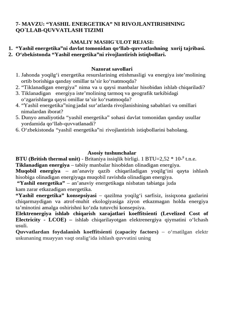 7-Mavzu Amaliy Mashg'ulot | PDF