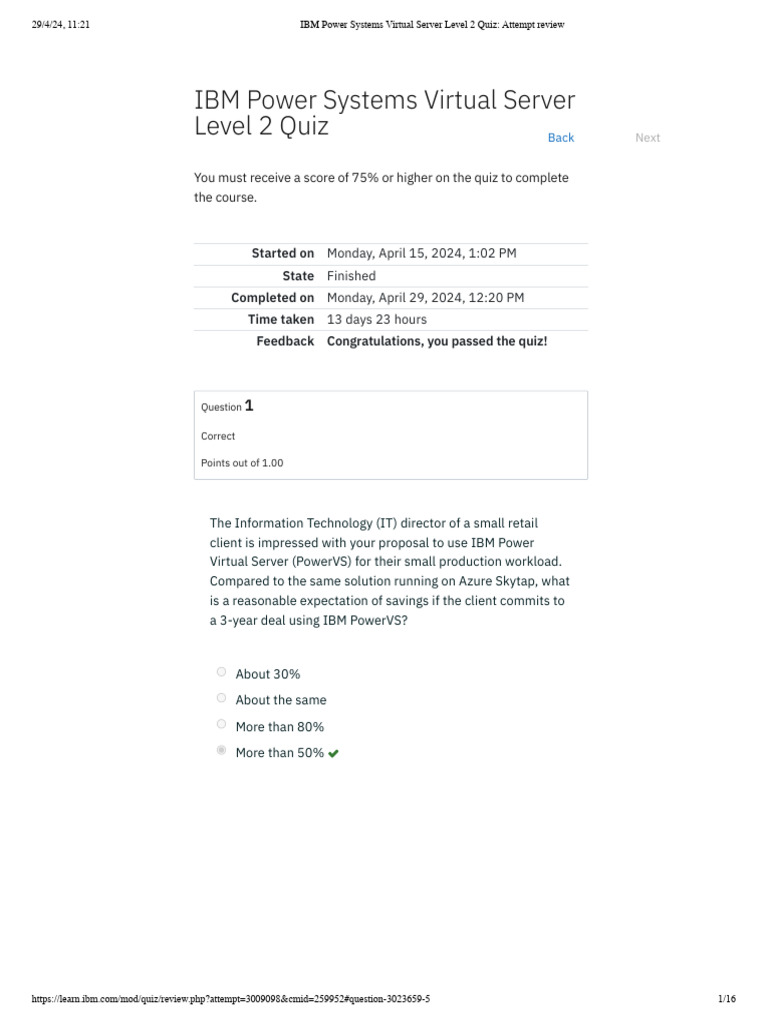 IBM PowerVS Level 2 Quiz Review | PDF | Cloud Computing | Distributed ...