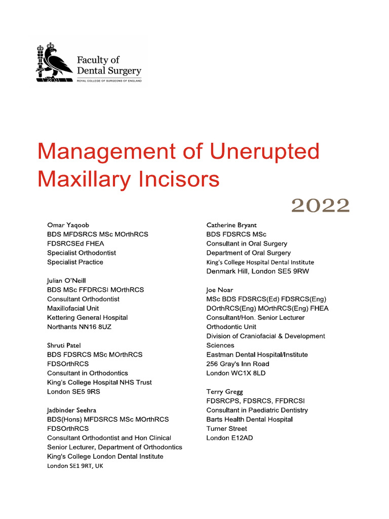 Management of Unerupted Maxillary Incisors 2022 Update | PDF