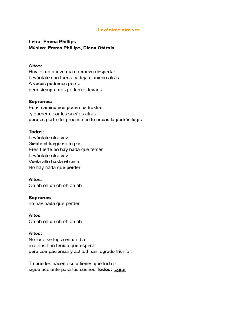 Levántate Otra Vez Estructura | PDF