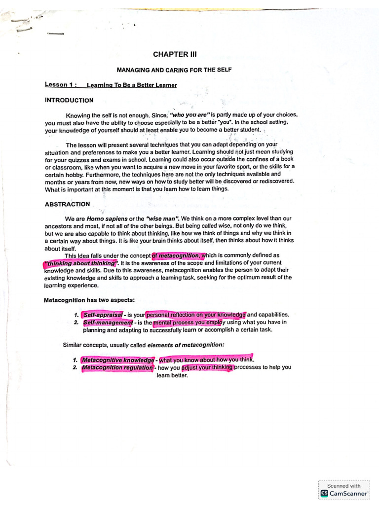 UTS Chapter III Managing and Caring For | PDF