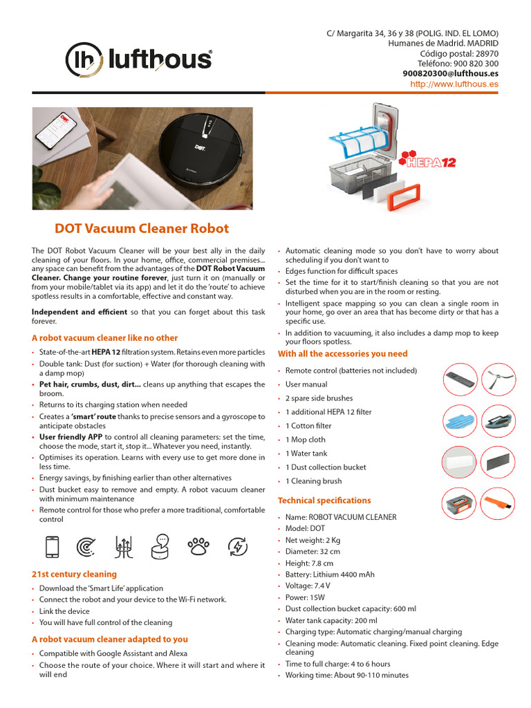 DOT Robot Vacuum Cleaner Overview | PDF | Vacuum Cleaner