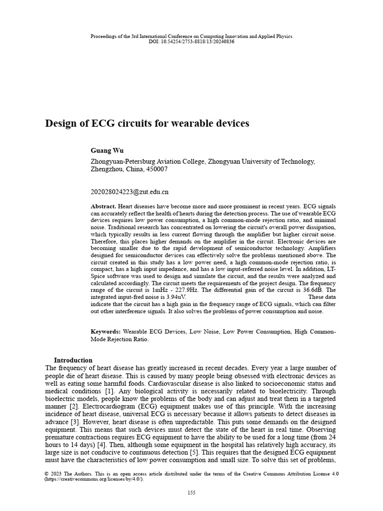 ECG Circuit Design for Wearables | PDF | Amplifier | Electronic Circuits