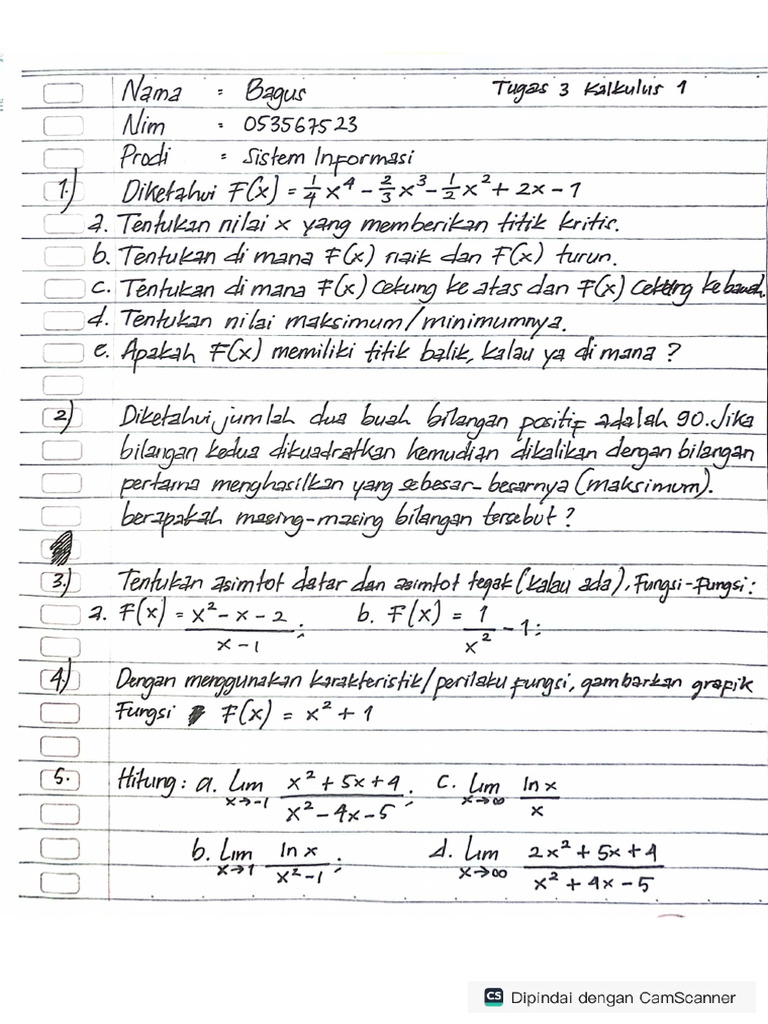 Tugas 3 Kalkulus 1 Bagus | PDF