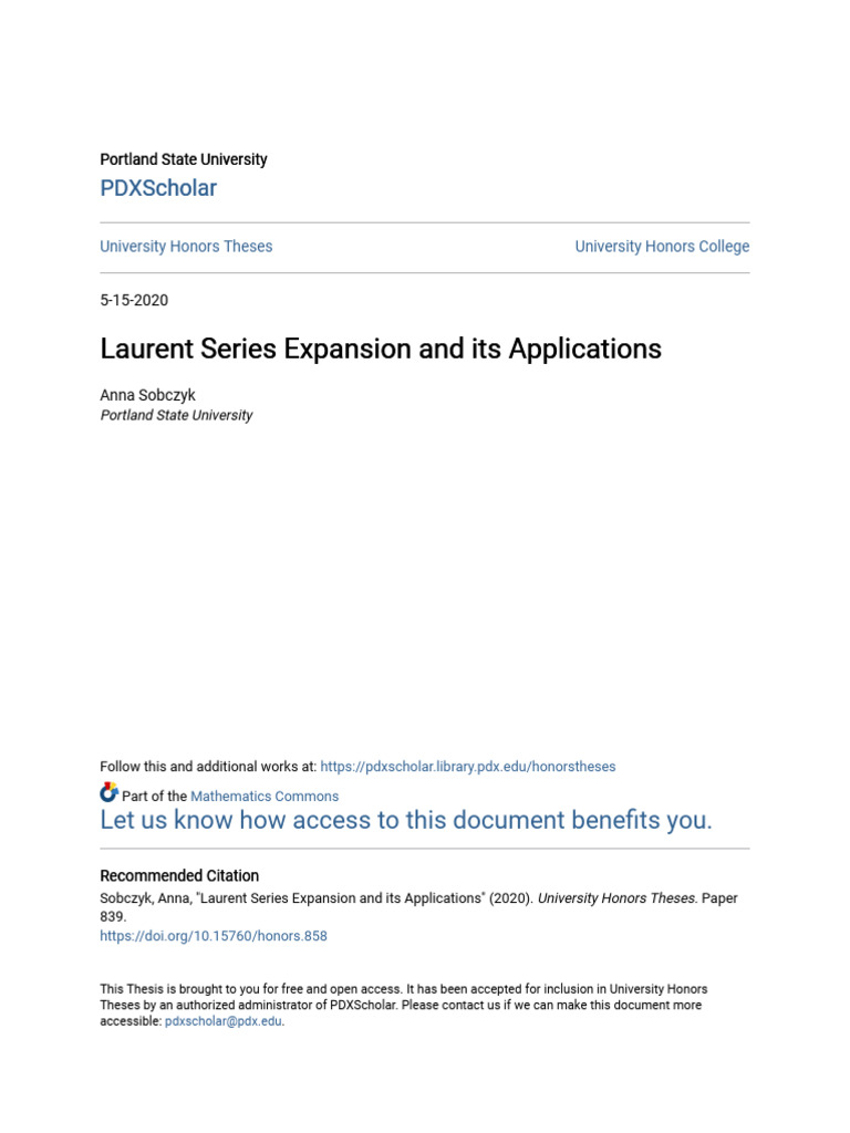 Laurent Series Expansion and Its Applications | PDF | Function ...