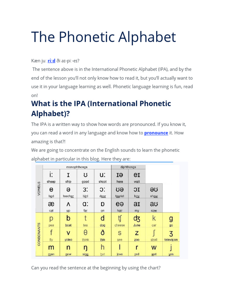 Understanding the English Phonetic Alphabet | PDF | Linguistics | Phonetics