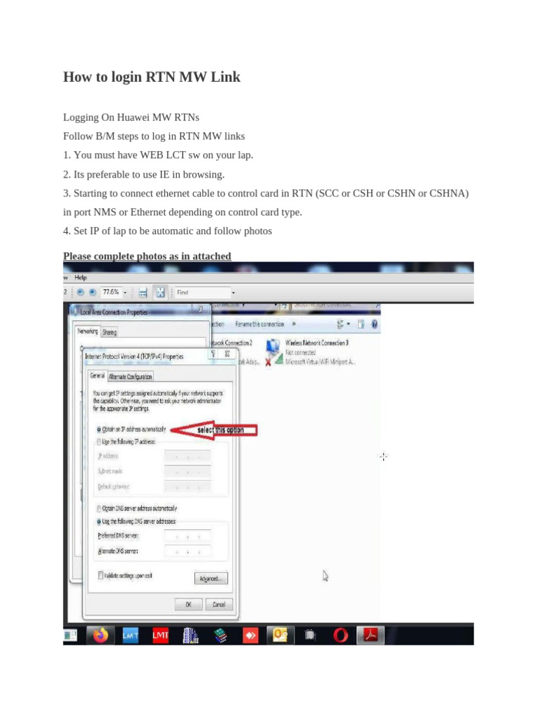 Huawei RTN MW Link Login Guide | PDF | Home & Garden | Technology & Engineering