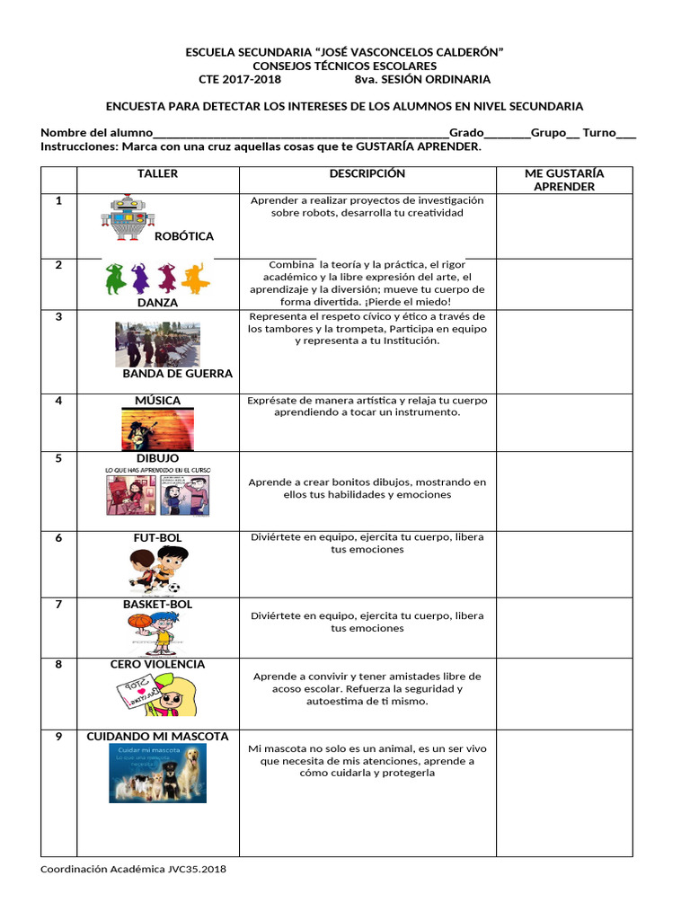 Encuesta de Intereses Alumnos | PDF | Aprendizaje | Cognición