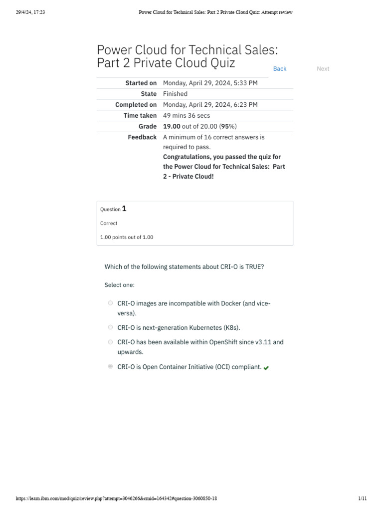 Power Cloud Private Cloud Quiz Results | PDF | Red Hat | Information Technology