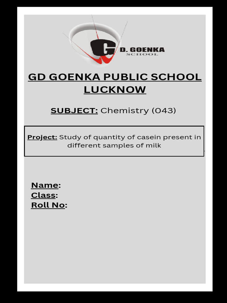 Chemistry Project Cover Page | PDF