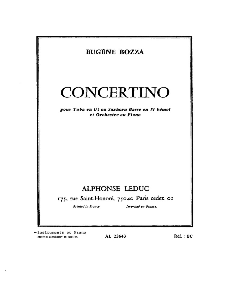 Bozza E. - Concertino | PDF