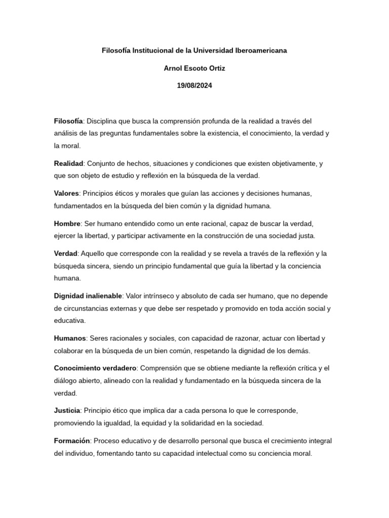 Filosofía Institucional de La Universidad Iberoamericana | PDF | Verdad ...