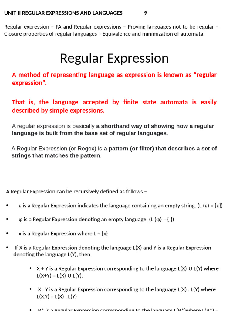 Class 10 Regular Expression | PDF | Regular Expression | Theory Of Computation
