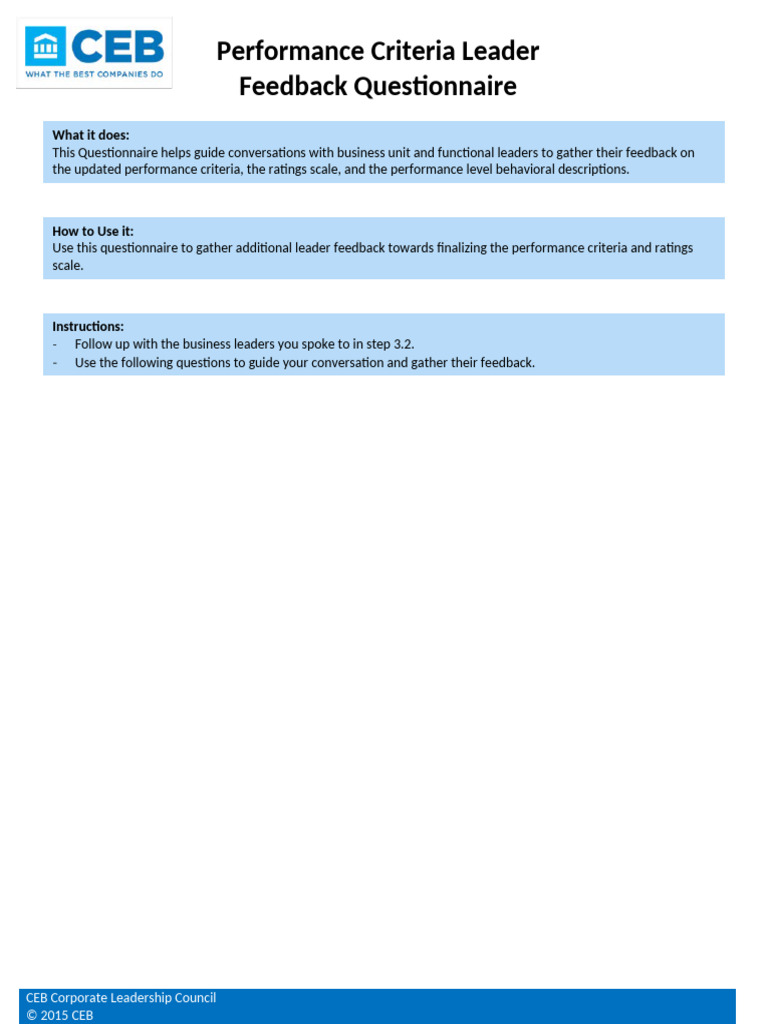 5.2 Performance Criteria Leader Feedback Questionnaire | PDF ...