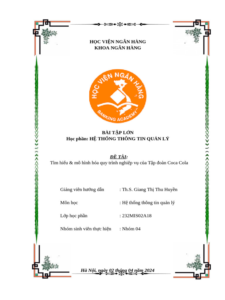 BTL KẾT THÚC HỌC PHẦN HTTTQL | PDF