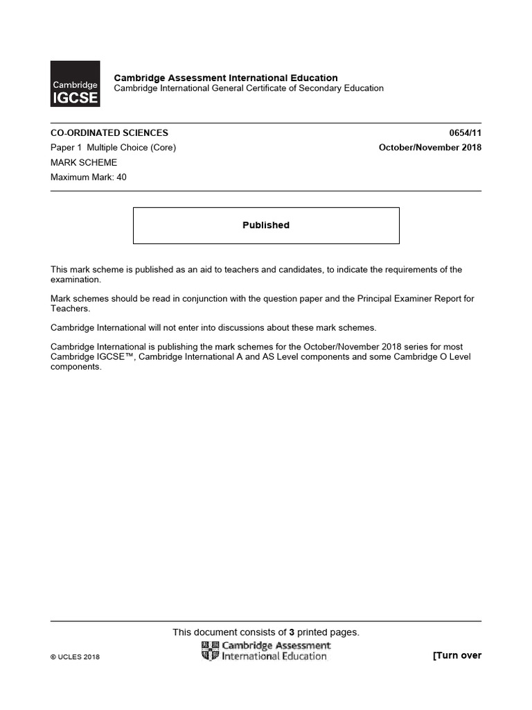 Cambridge Assessment International Education: Co-Ordinated Sciences ...