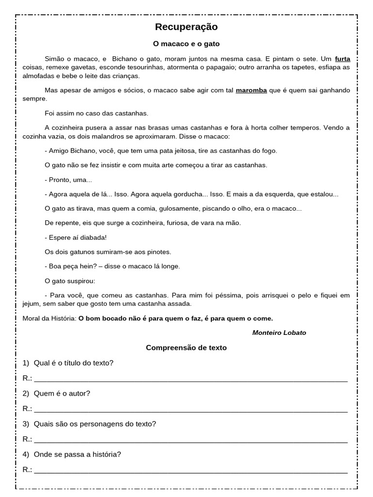 Atividade de Recupe Por | PDF
